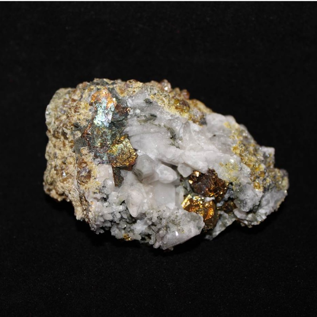 Quartz Chalco-pyrite on Garnet Crystal Mineral - Celestial Earth Minerals